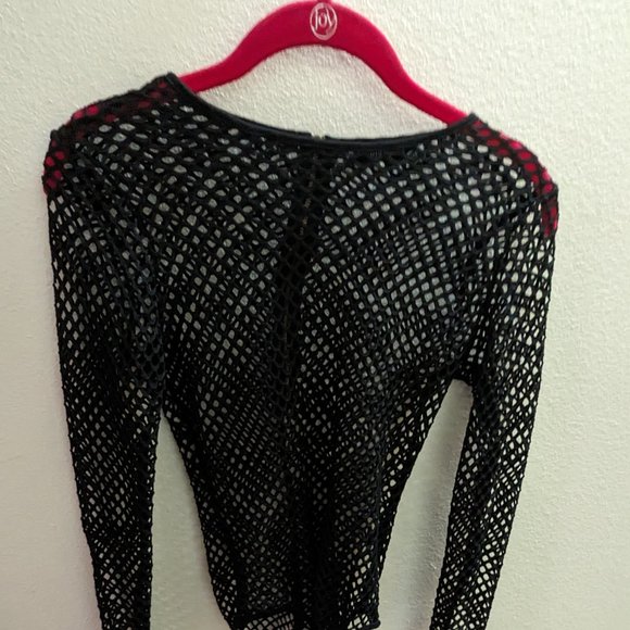Tops | Goth Fishnet Bodysuit With Snaps Long Sleeved Fishnet Burlesque | Poshmark